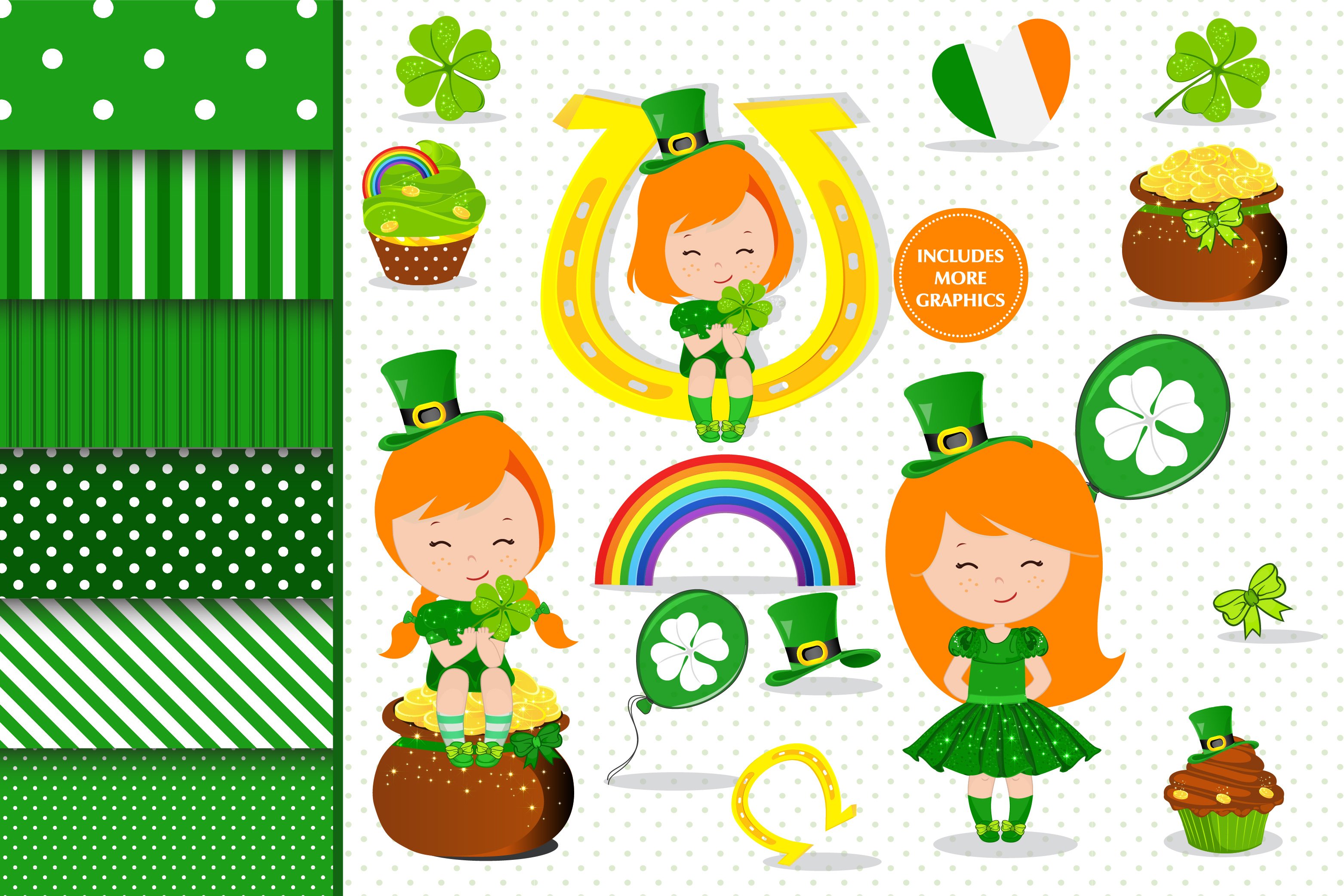 St Patrick girl illustrations, St Patricks girl graphics (25092 ...