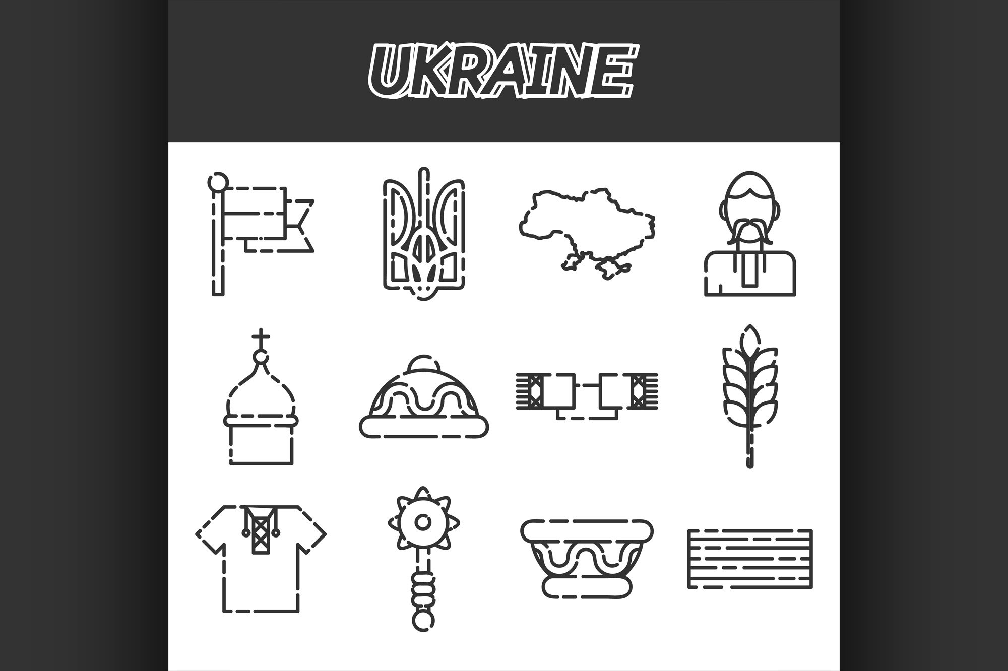Ukraine icons set (678894) | Illustrations | Design Bundles