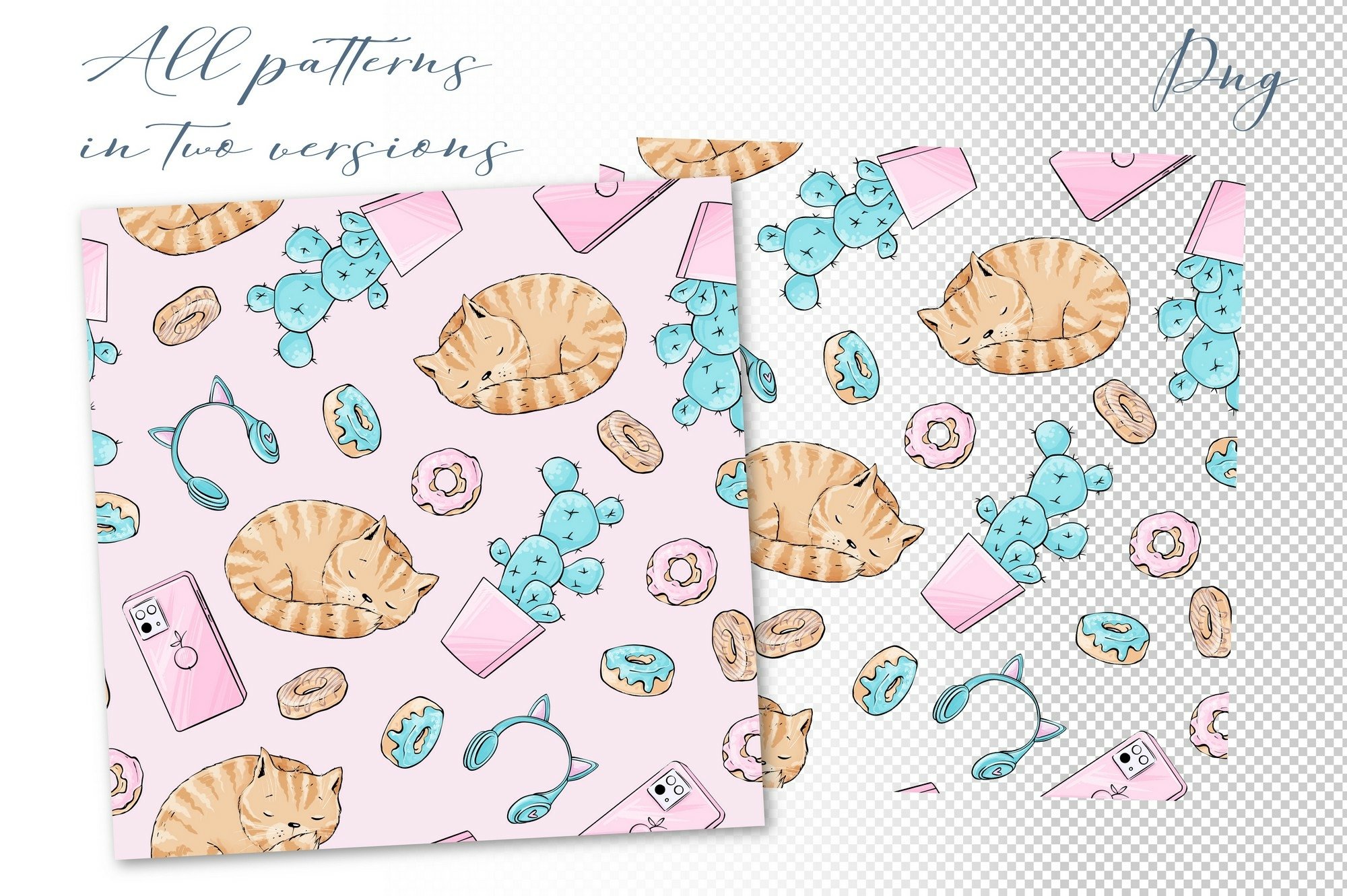 Lazy day girl and peonies Seamless Patterns