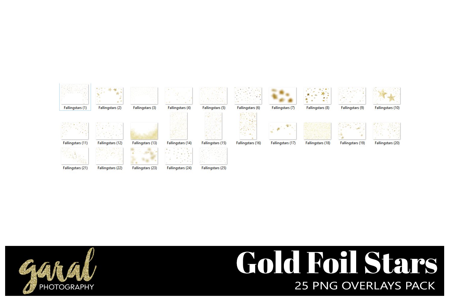 25 GOLD FOIL STAR Digital Overlays (644440) | Actions | Design Bundles