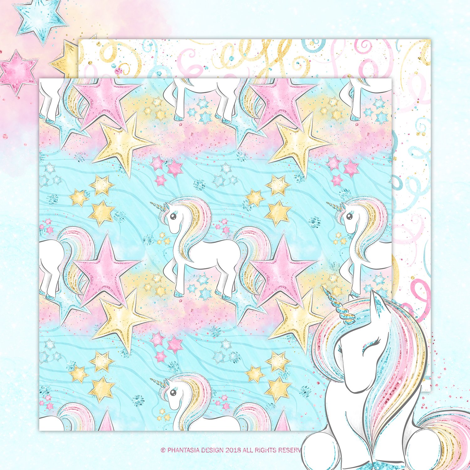 Unicorn Digital Paper (272709) | Patterns | Design Bundles