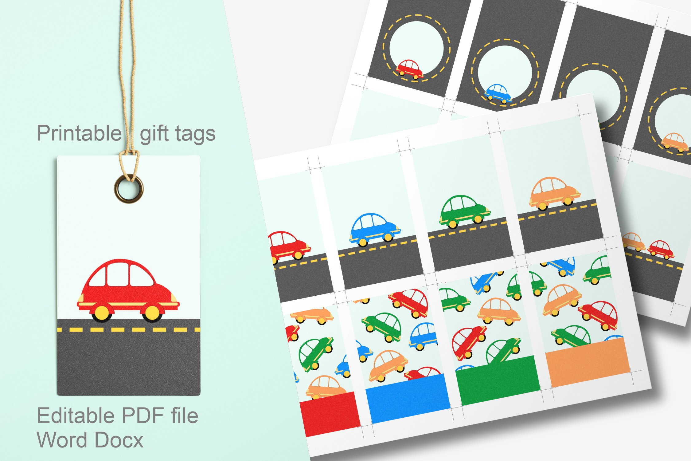 Printable Gift Tags with Cars Editable PDF Word Template