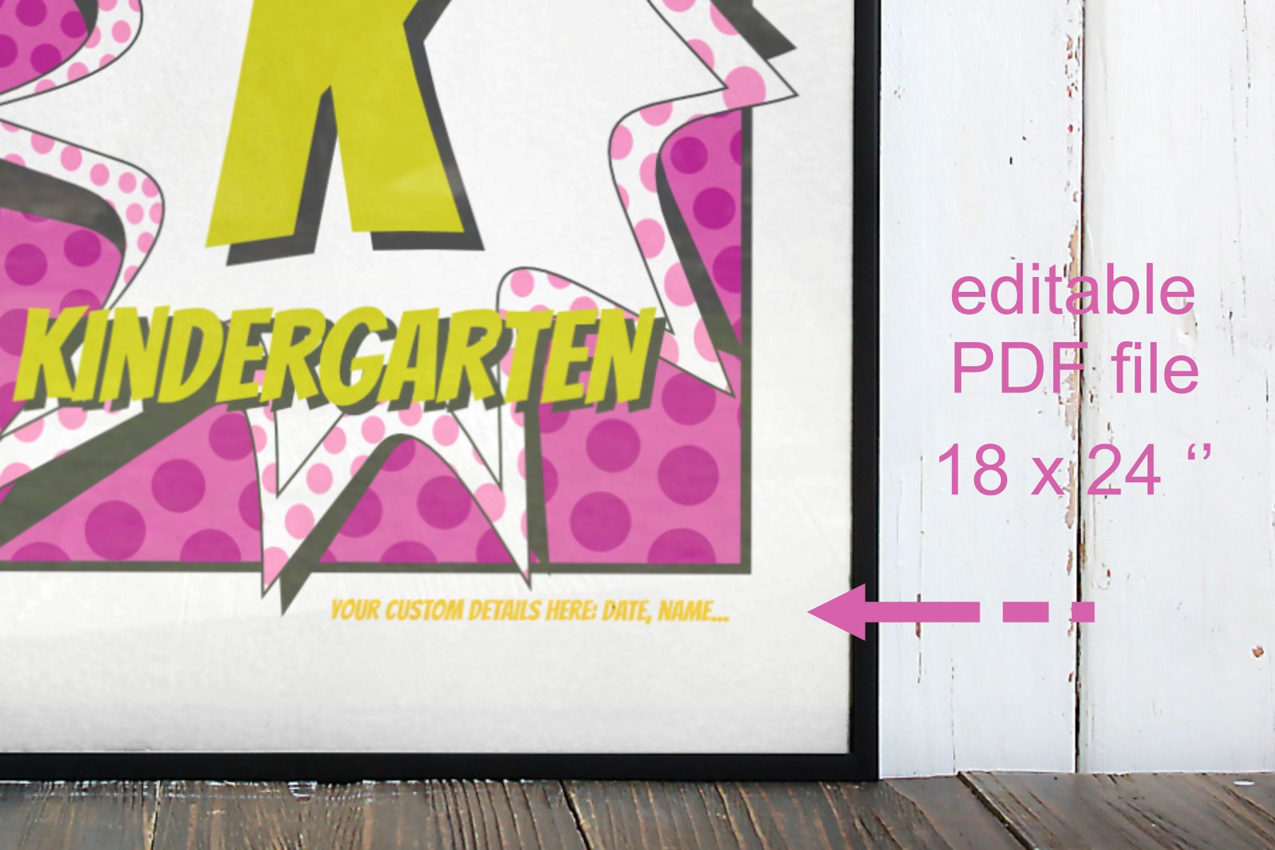 Pink-Purple First/Last Day of Kindergarten Printable Posters (581872 ...