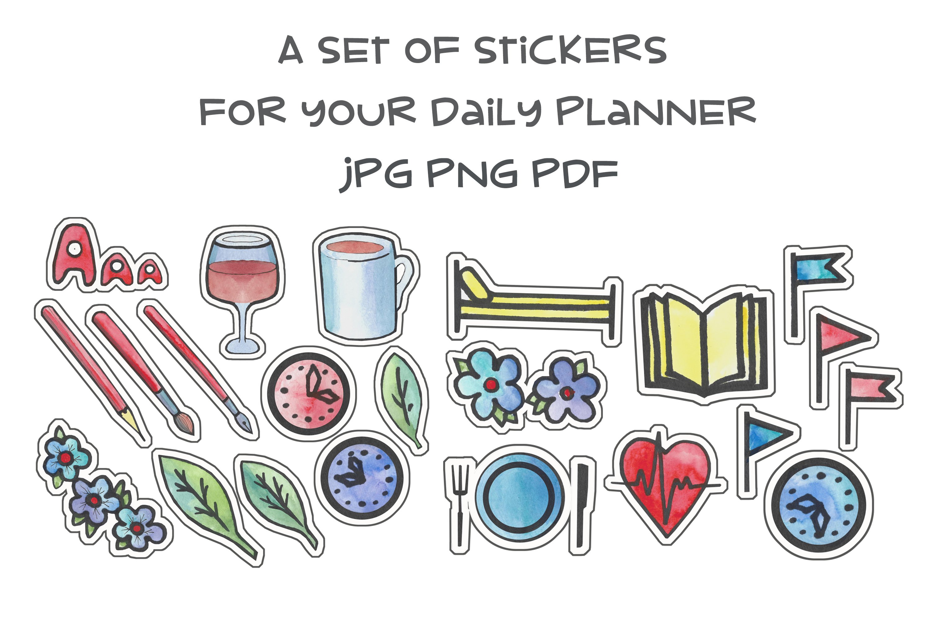 A set of stickers for your daily planner jpg png pdf (1304797 ...
