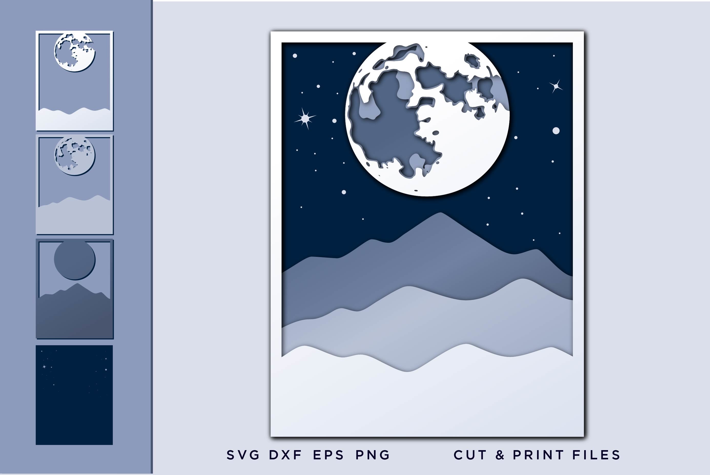 Wall art 3D, Moon SVG, File for Cricut, Layered (1116380)