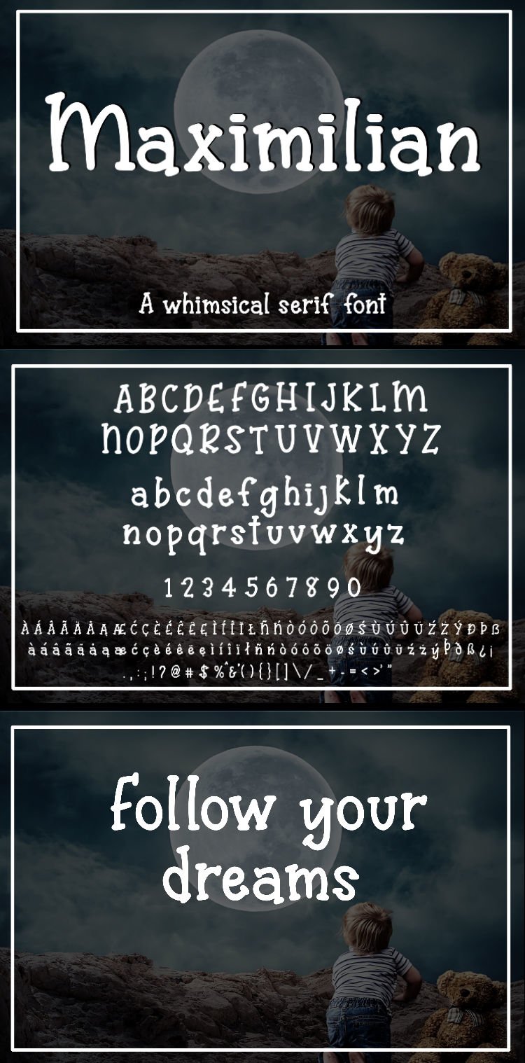 Maximilian - A whimsical serif font (534950) | Serif | Font Bundles