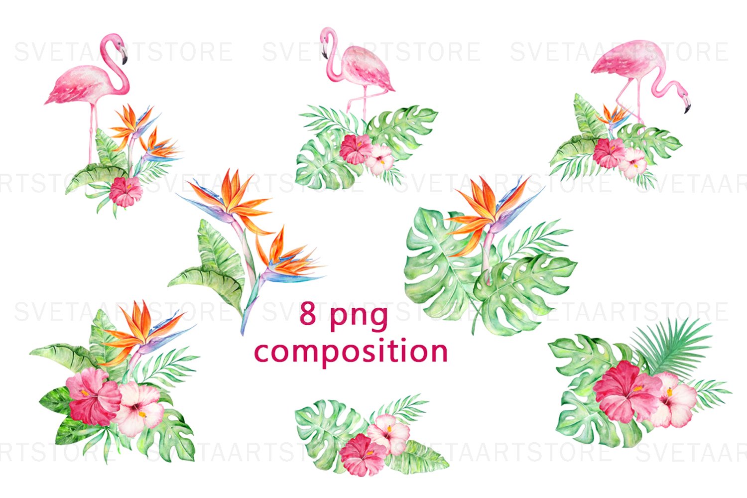 Tropical Watercolor Clipart Set (242969) | Illustrations | Design Bundles