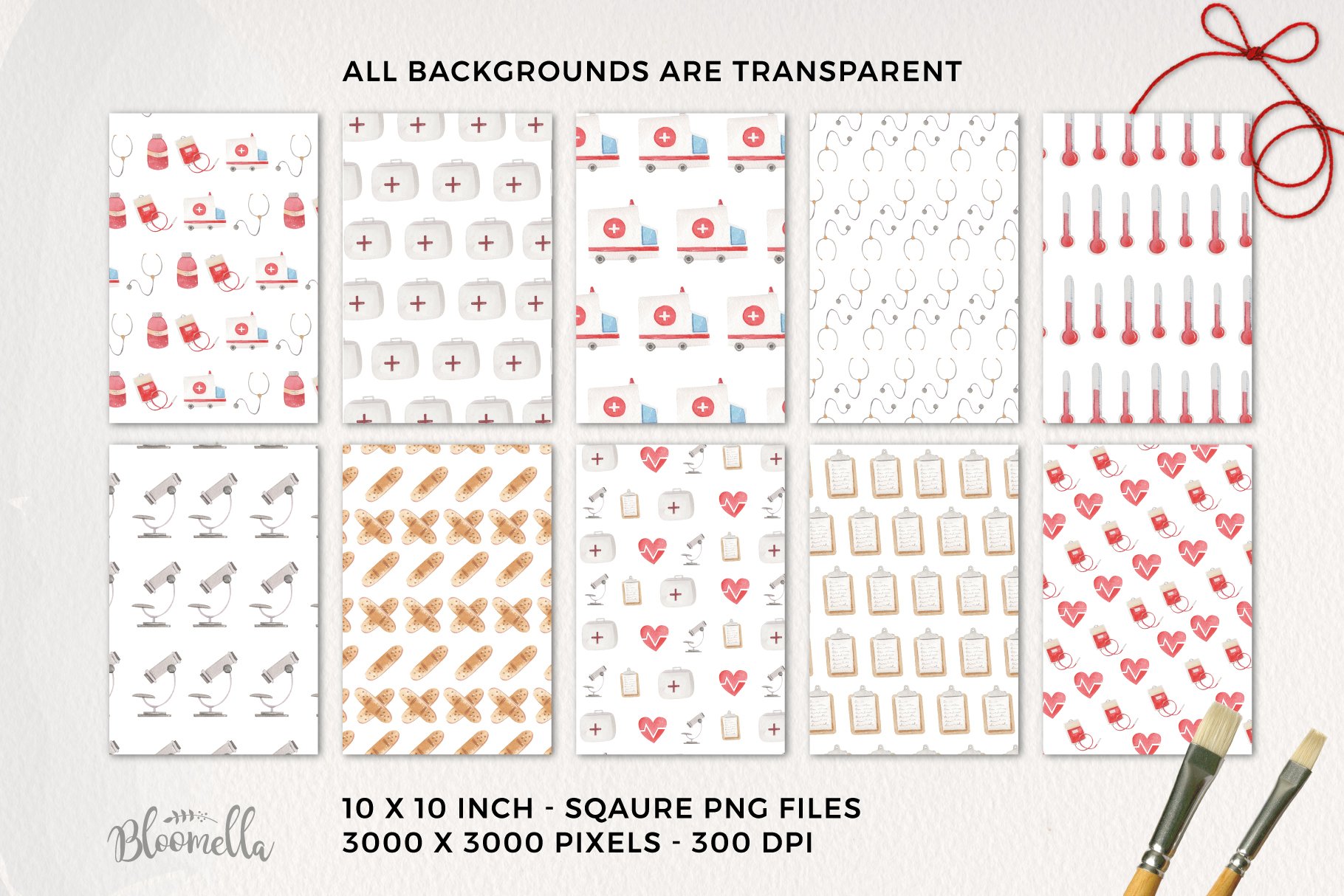 Medical Seamless Patterns Digital Paper Studio Doctor Nurse