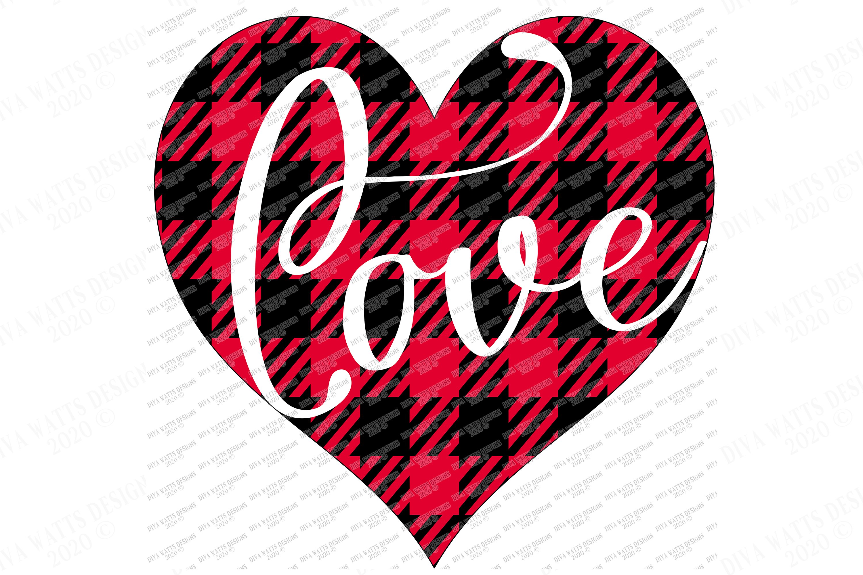 Love Valentine's Day Heart SVG - Buffalo Plaid Check - PNG (416728 ...