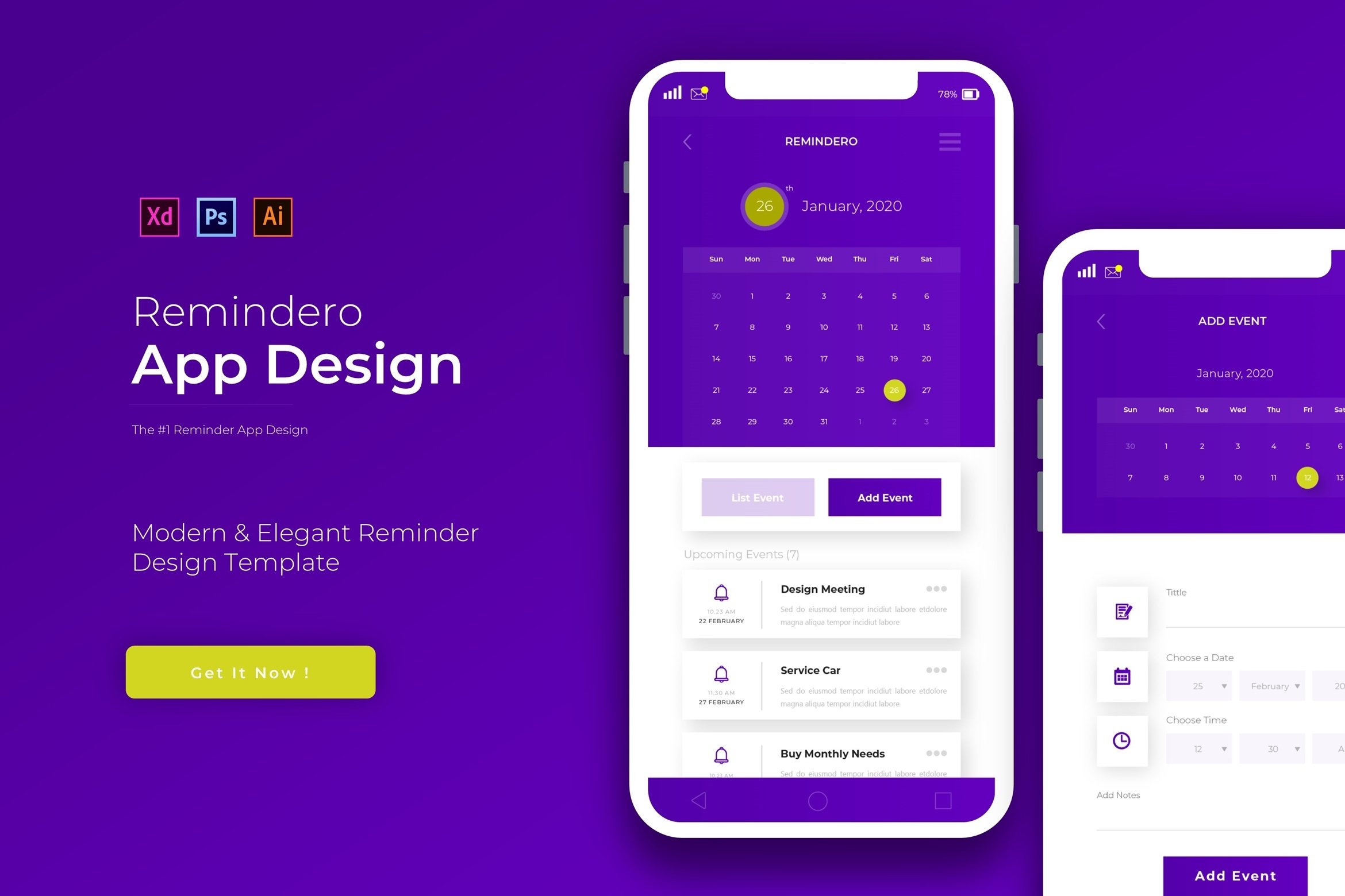 Remindero | App Template (800478) | Customizable Templates | Design Bundles