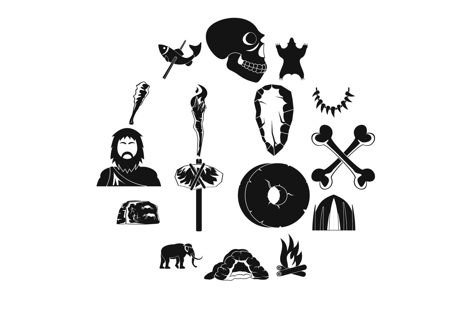 Caveman icons set, simple style (503447) | Illustrations | Design Bundles