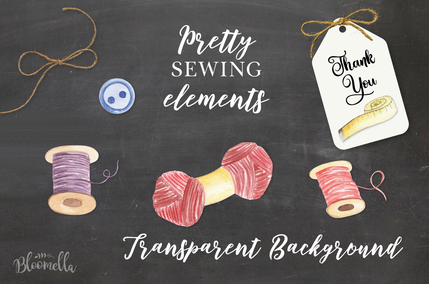 Sewing Pretty Sew Needle Watercolor 13 Elements Wool Stitch