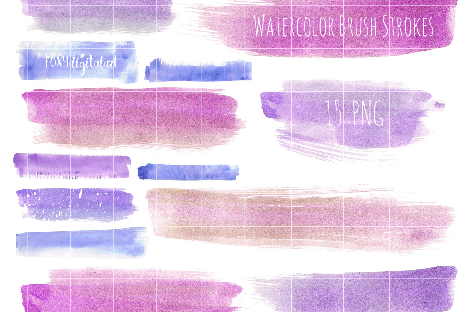 Watercolor brush strokes clipart hand painted (117185) | Illustrations ...