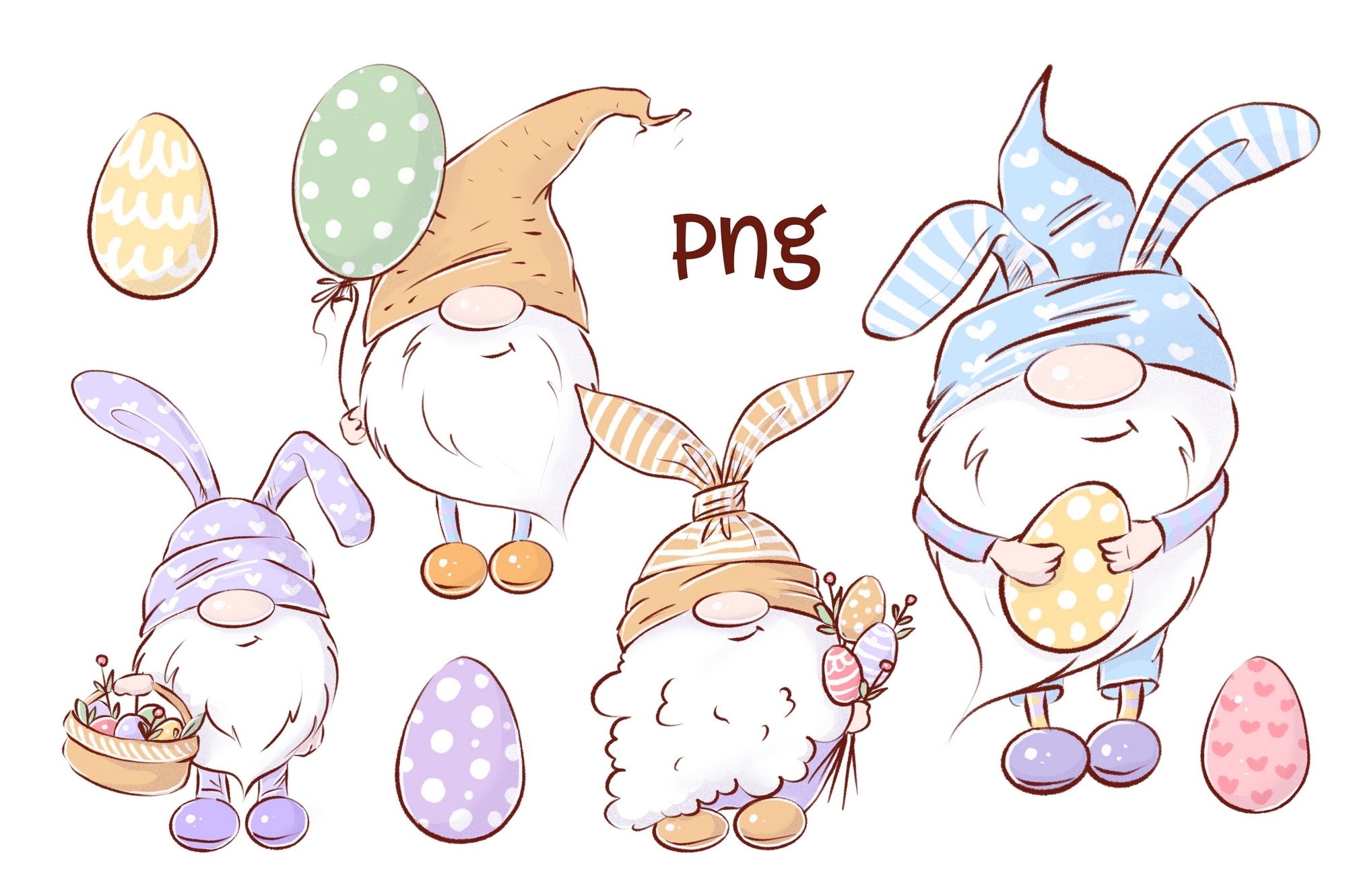 Easter Gnomes Clipart Set