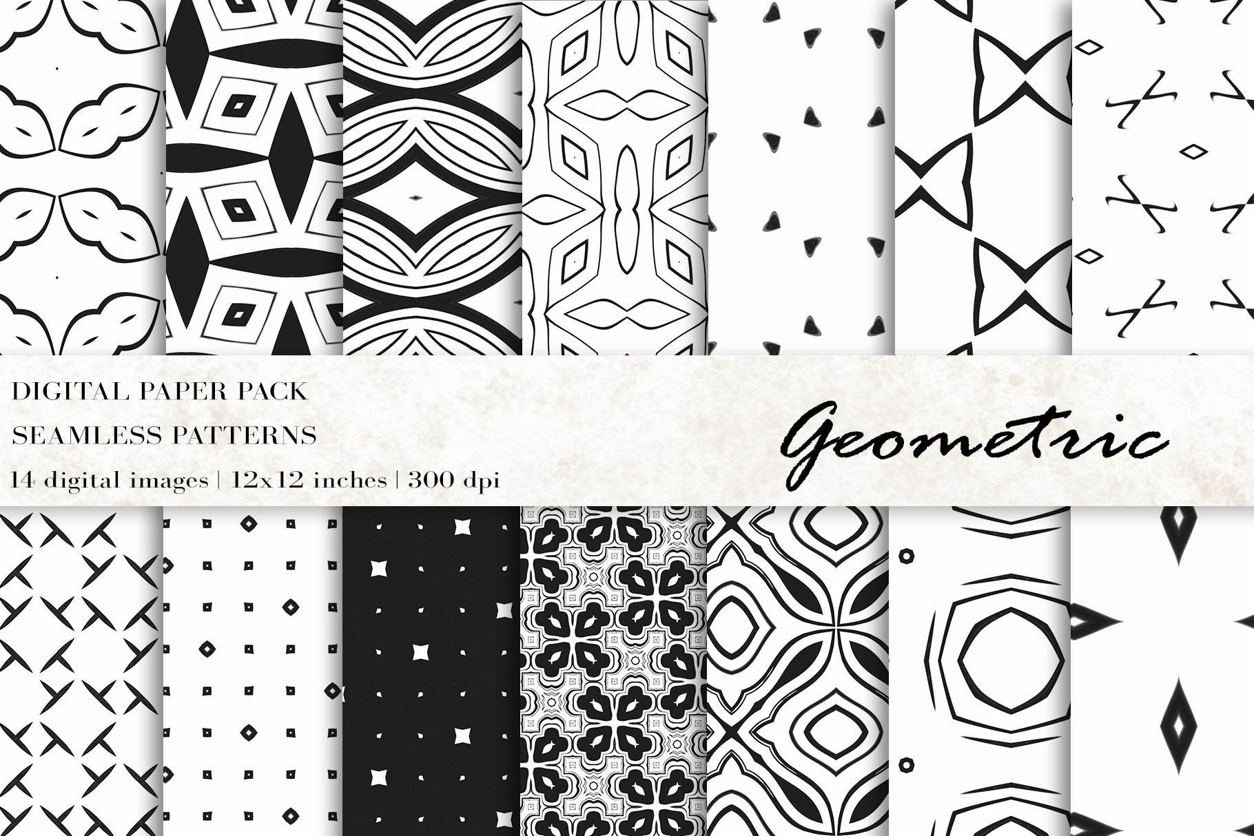 Geometric Digital Papers, Black White Pattern (910260) | Patterns ...