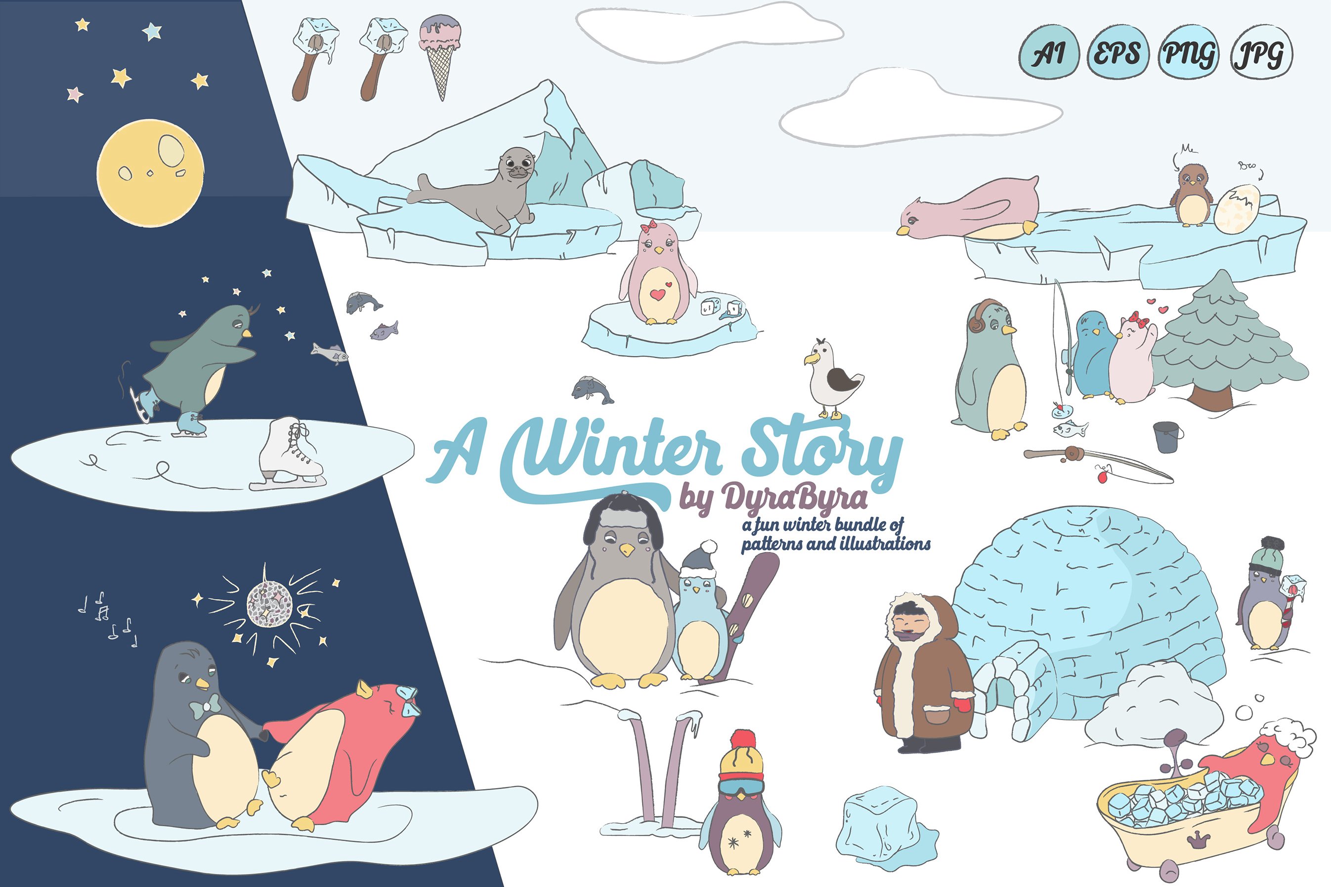 Penguins Illustrations & Patterns - A Winter Story (158206 ...