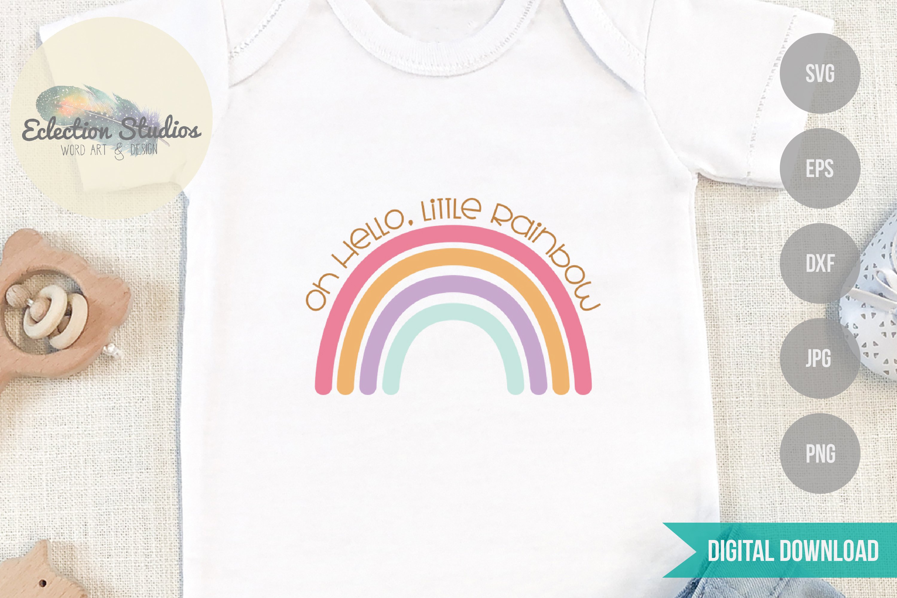 Oh Hello, Little Rainbow SVG Cut File (734047) | Cut Files | Design Bundles