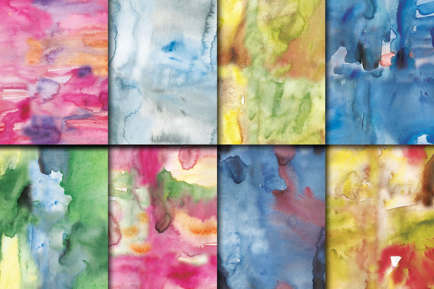 Colorful Watercolor Textures seamless digital paper pack (25723 ...