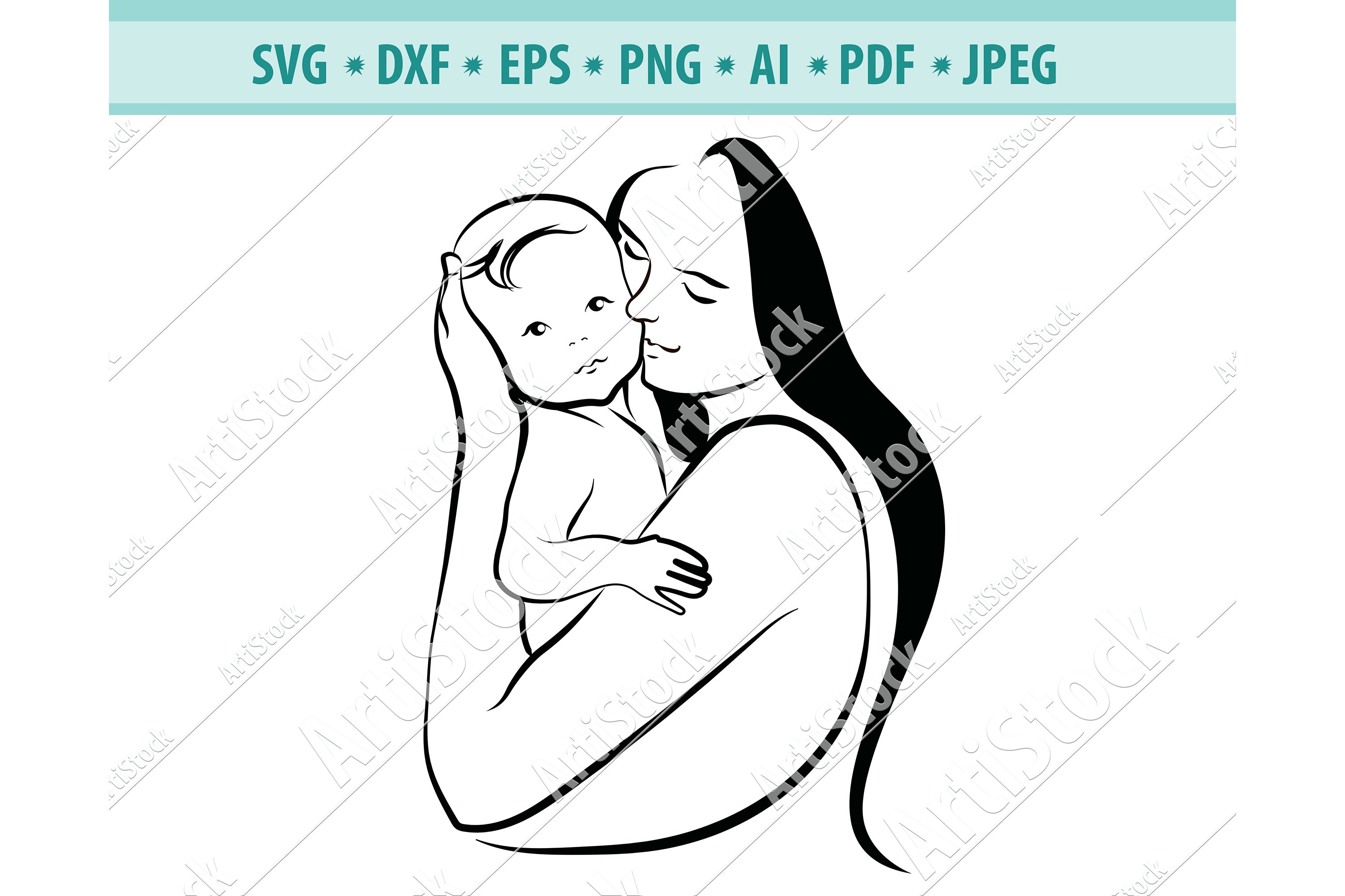 Mom and baby SVG, Mother with child SVG, Love Dxf, Png, Eps (446142 ...