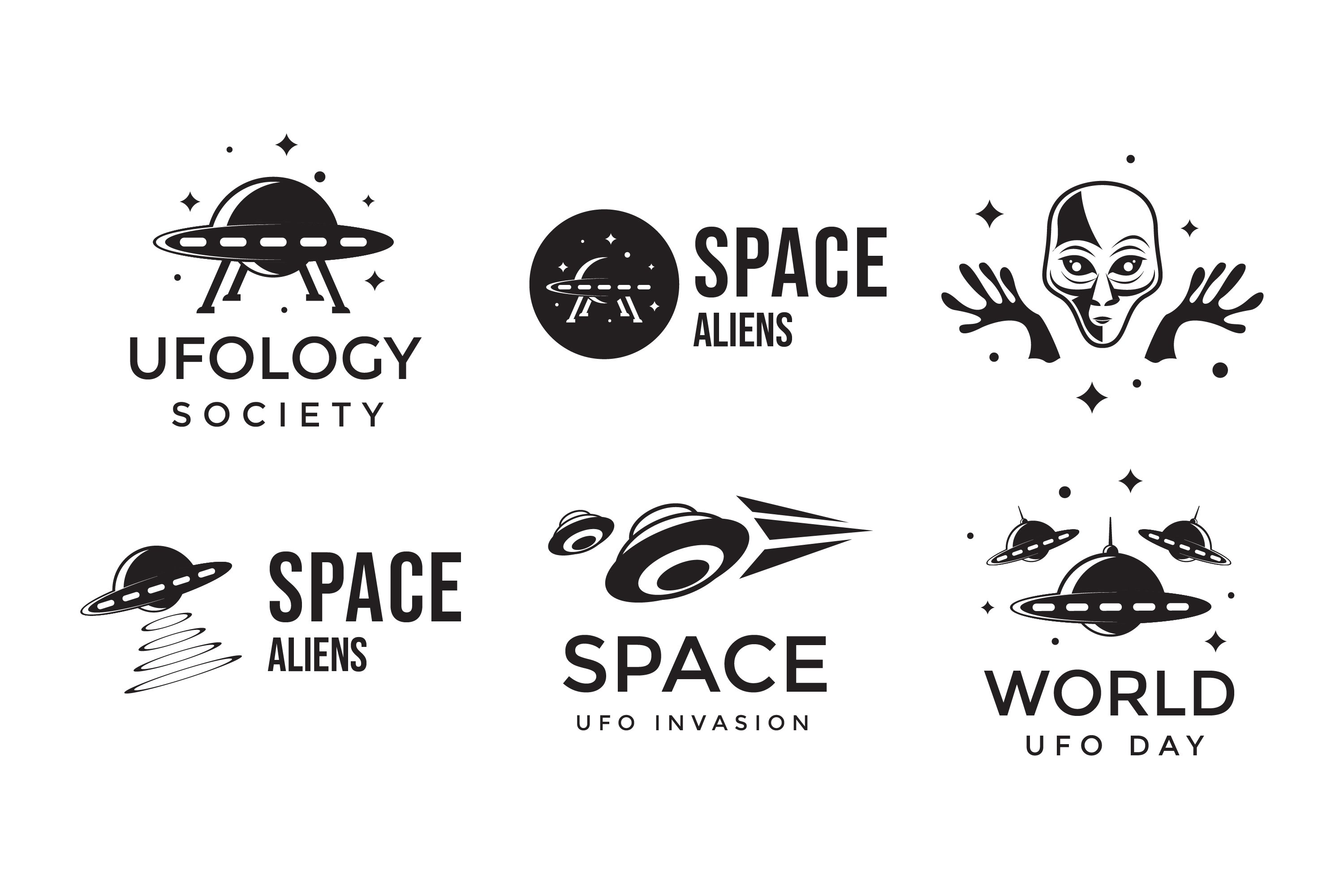 Ufo Flying Logo Set