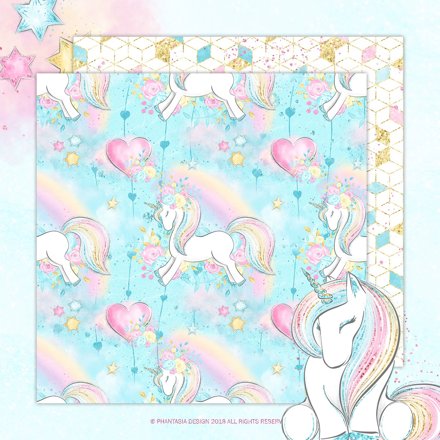 Unicorn Digital Paper (272709) | Patterns | Design Bundles