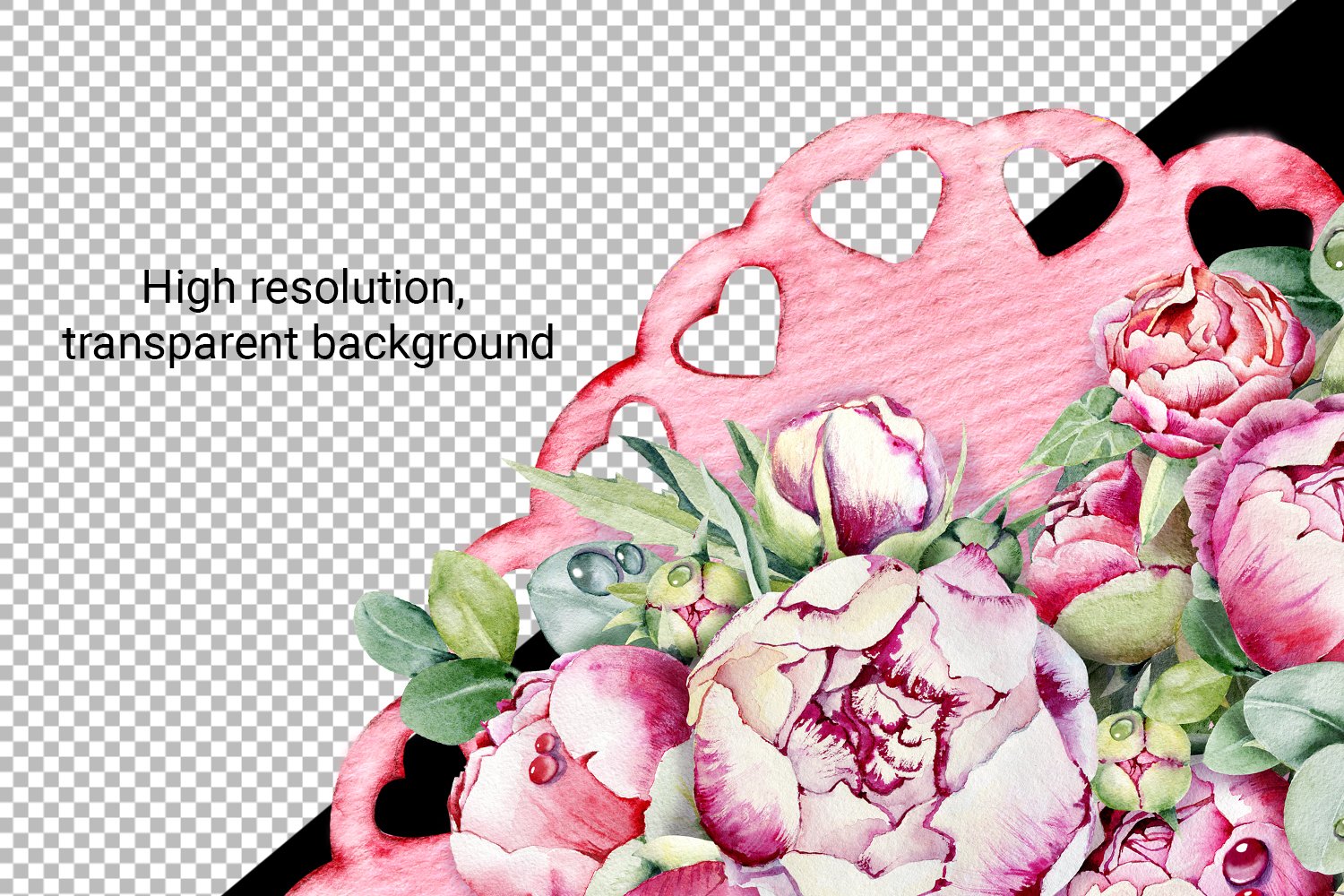 Valentine's day card and flowers heart, watercolor clipart (1133578 ...