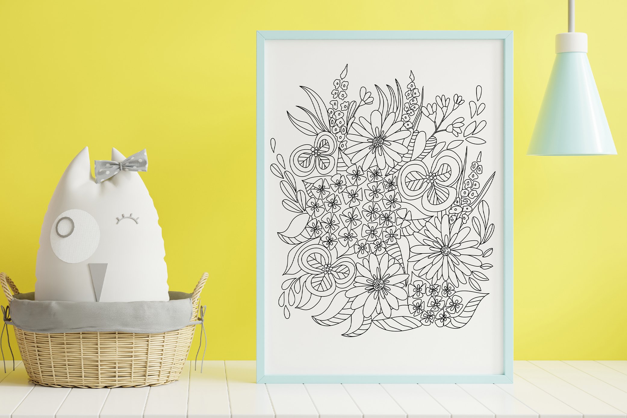 Bouquet of wildflowers. Colorful print and coloring pages (1154104 ...