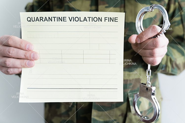 Police officer with handcuffs. Self-isolation violation fine (600808 ...