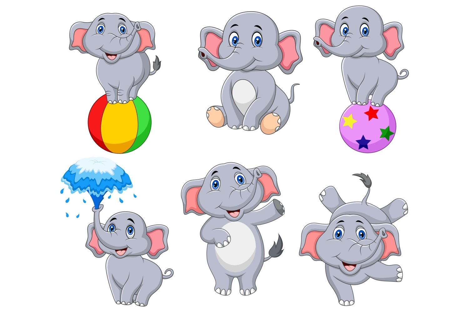 Cartoon Elephants Clipart Set Graphic (683082) | Characters | Design ...
