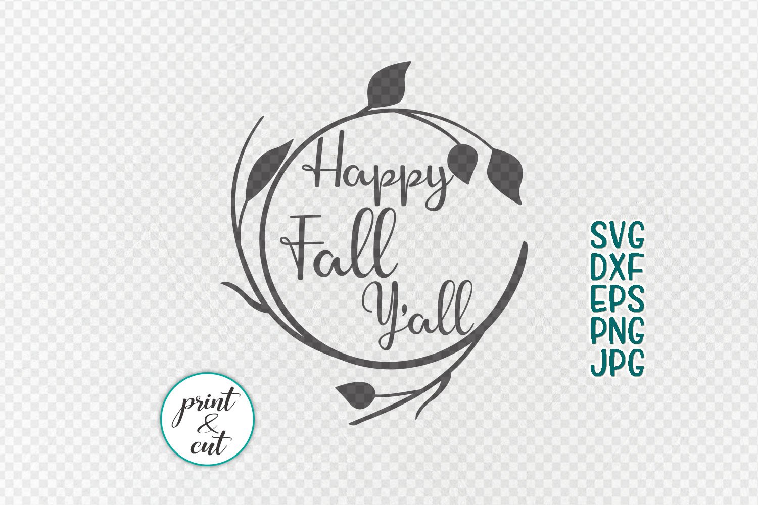 happy fall y'all yall svg dxf vinyl paper cutting template (123947 ...