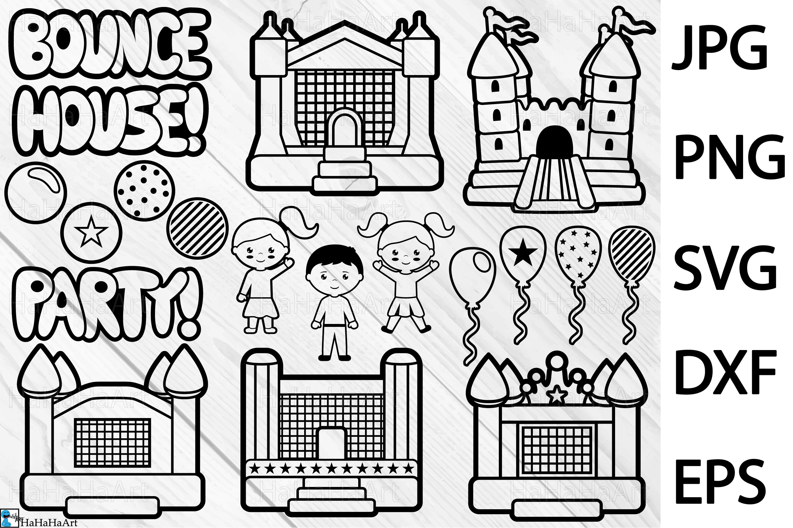 Bounce House Party - Clip art / Cutting Files 302c (479741 ...