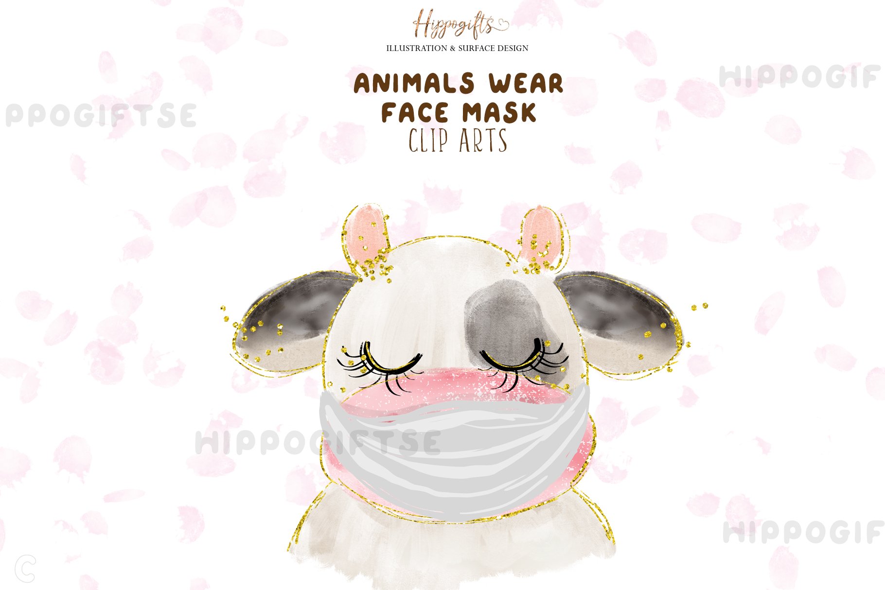 Animals wear face mask cliparts (559341) | Illustrations | Design Bundles