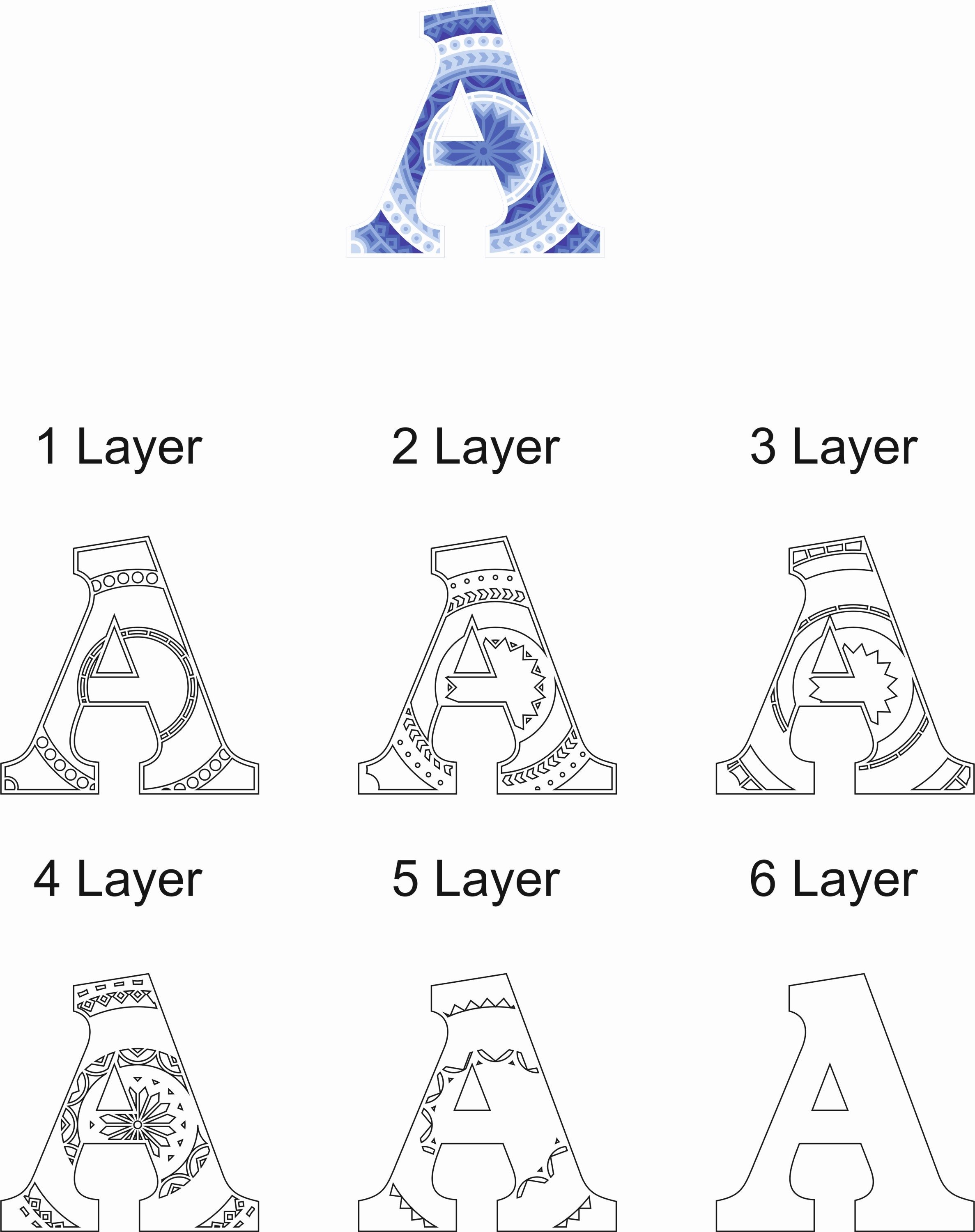 Layered Letter A, Layered letters SVG, Multilayer Letters (898012 ...