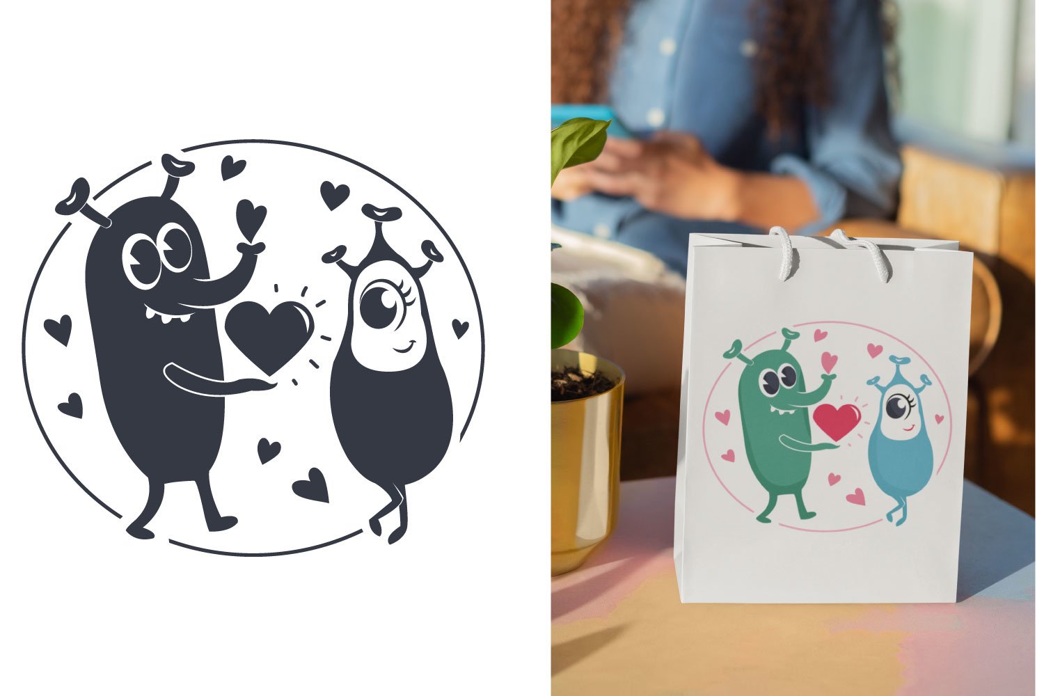 Cute Love Monsters - Valentine SVG cut collection (433185) | Cut Files ...