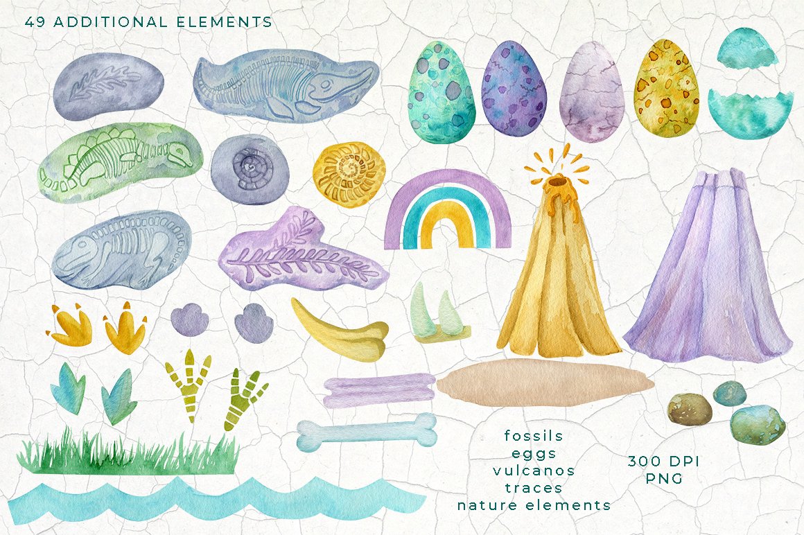 Dinosaur Clipart Watercolor Collection (926486) | Illustrations ...