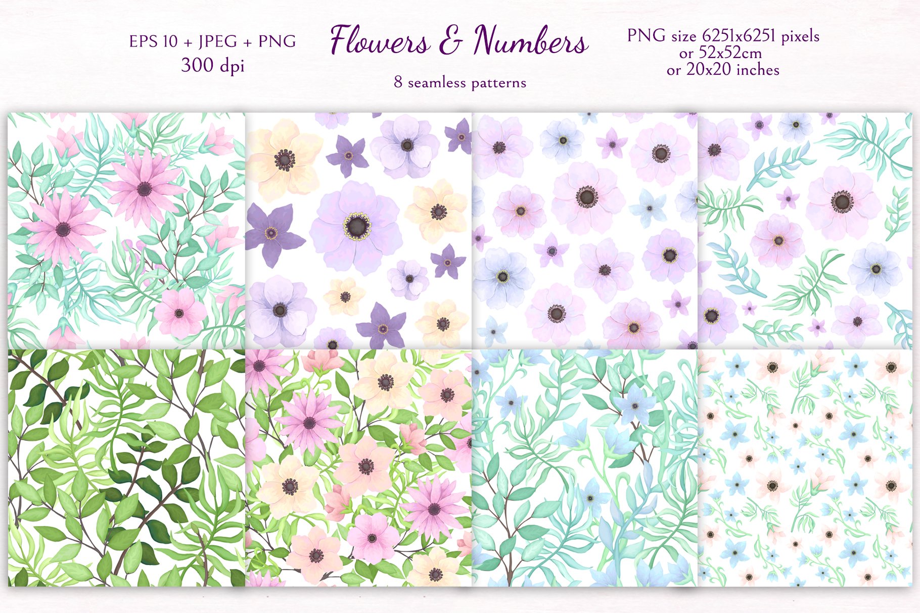 Flowers & Numbers (540691) | Illustrations | Design Bundles