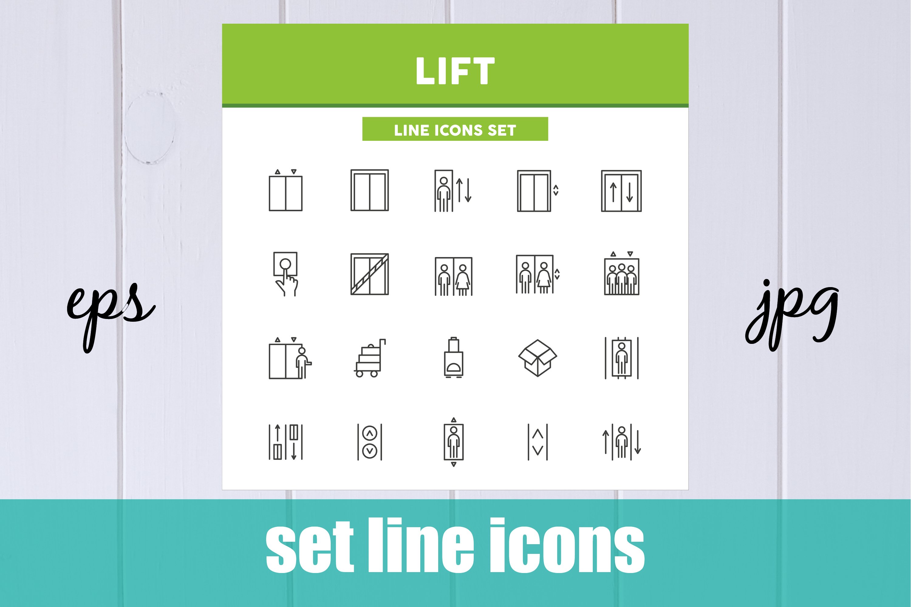 Lift line icons vector bundle, graphic EPS (676457) | Icons | Design ...