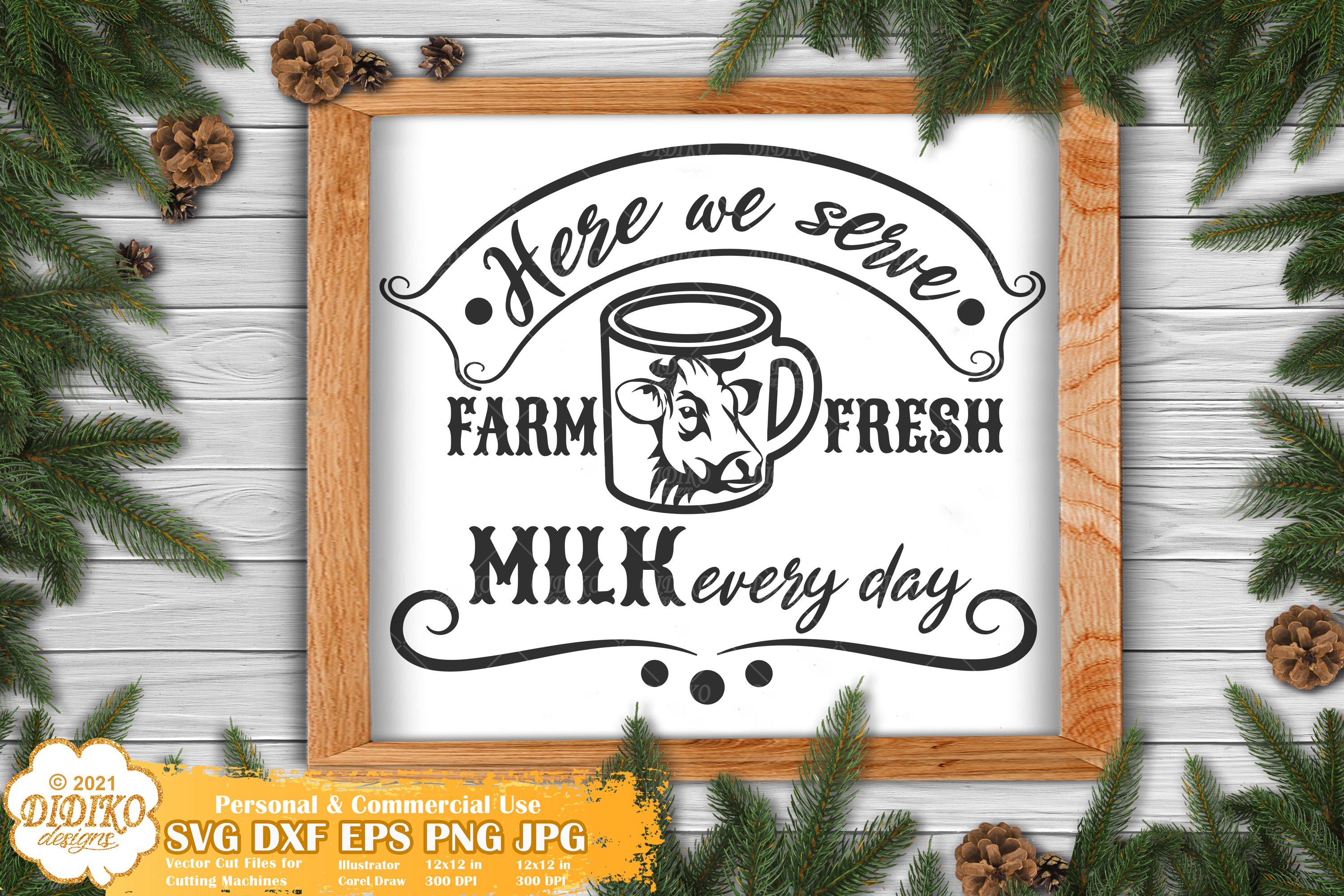 Farm Fresh Milk Svg, Farmhouse Signs, Kitchen Signs, Cow Svg (1262498 ...