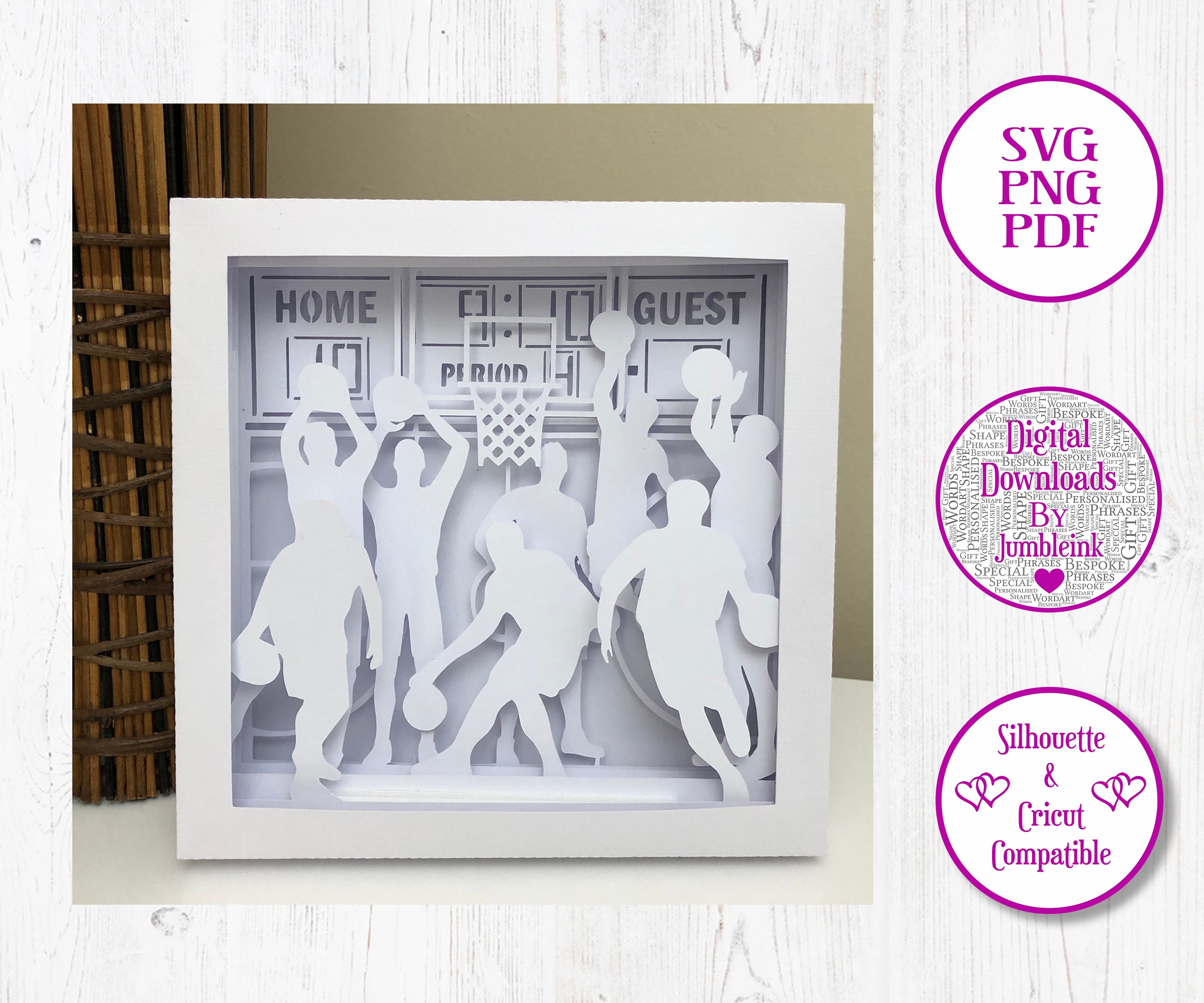 Basketball - 3D Paper Cut Template Light Box (787802) | Cut Files ...