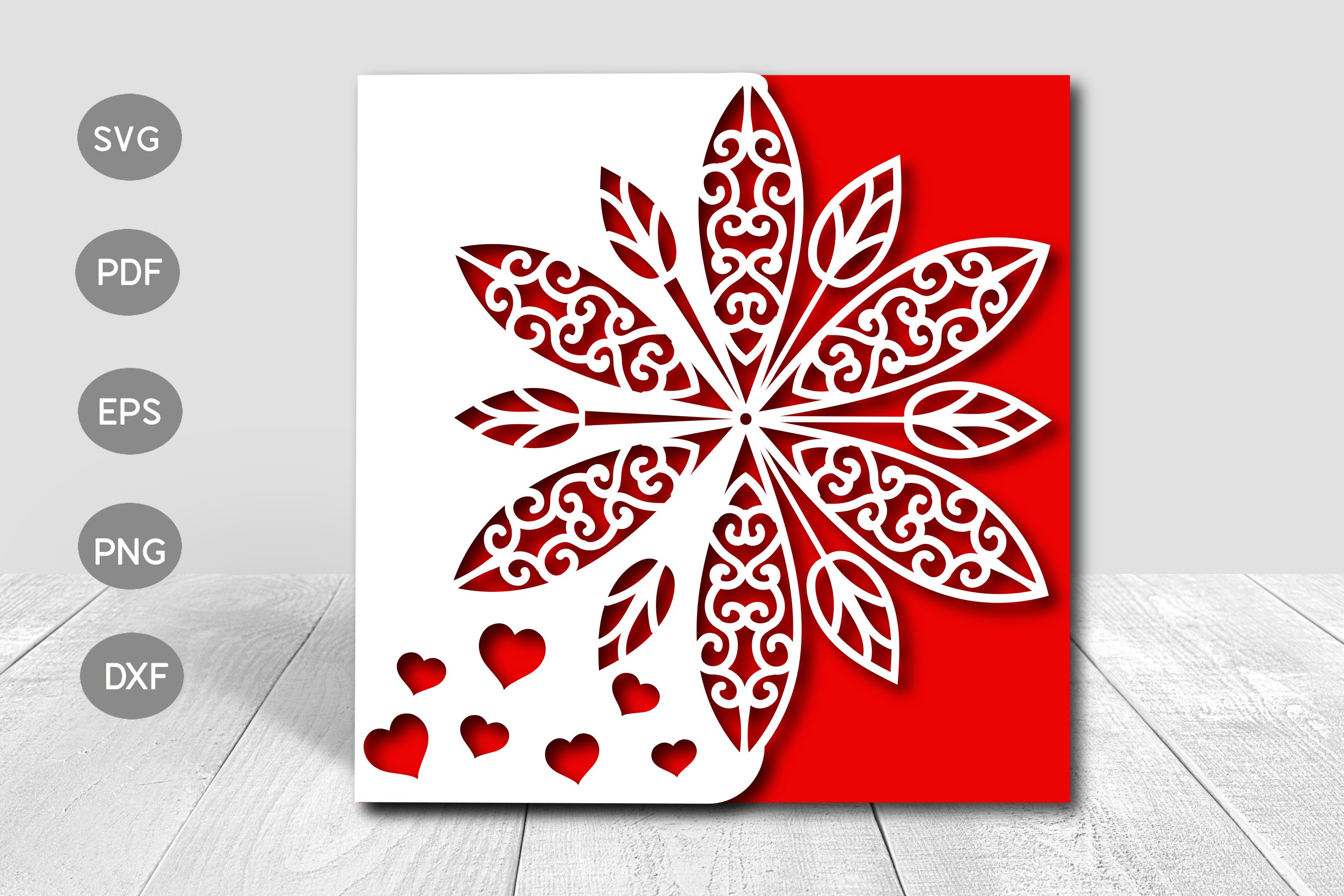Flower Papercut Card Cover Template SVG Design