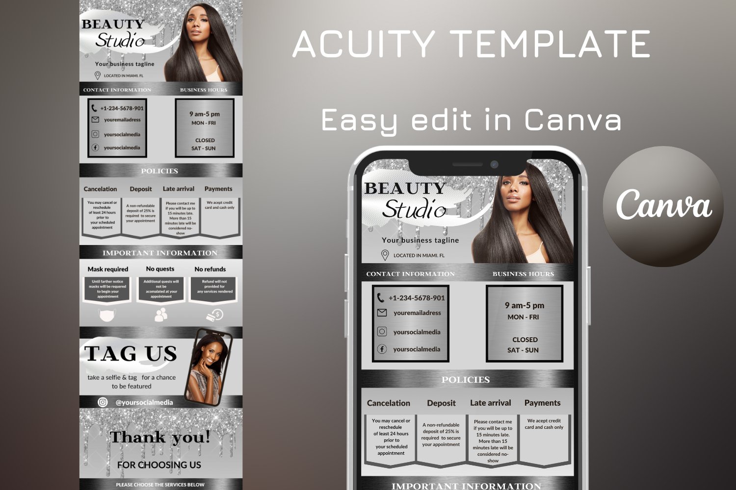 Acuity scheduling design Grey, Acuity template