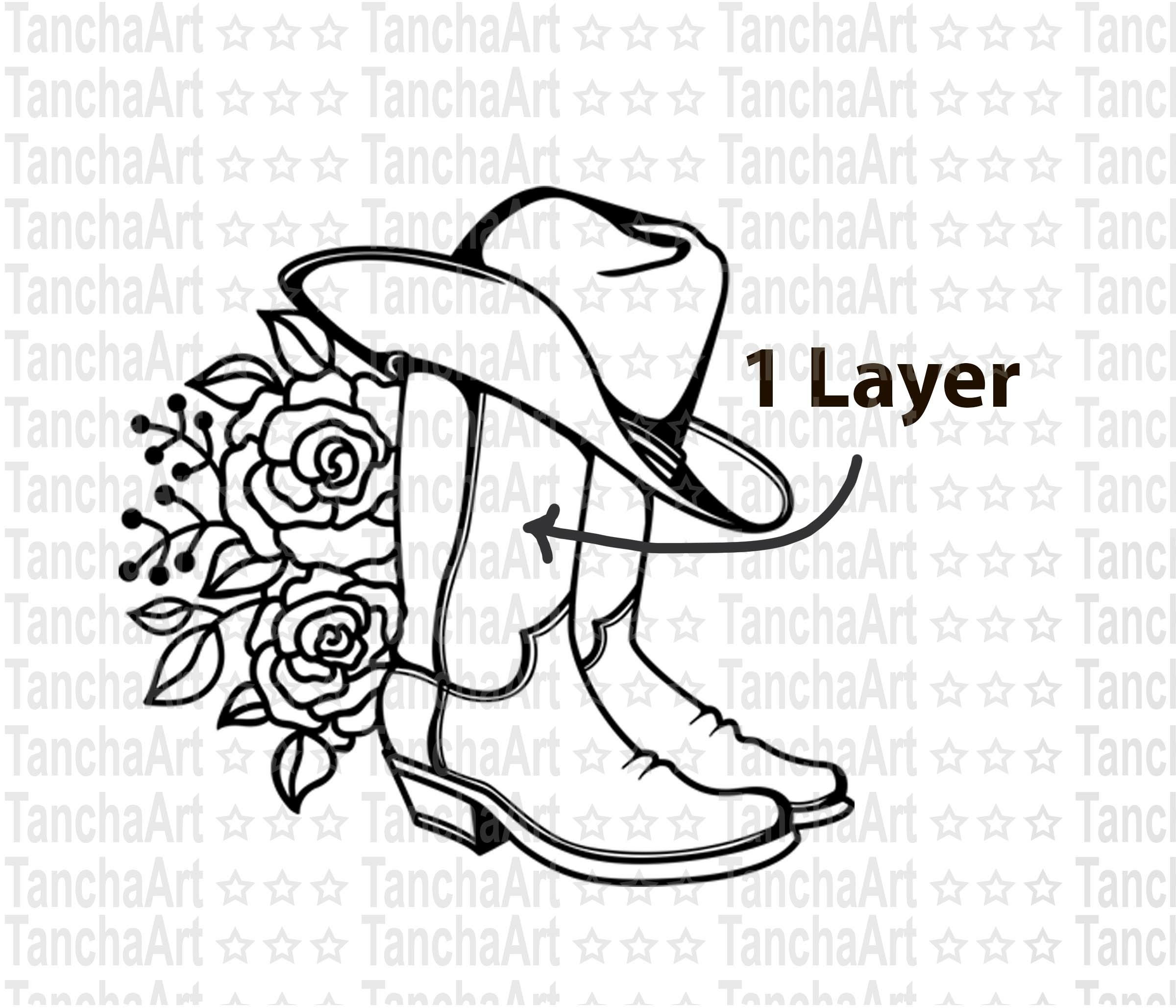 Cowgirl Boots Clip Art Coloring Page