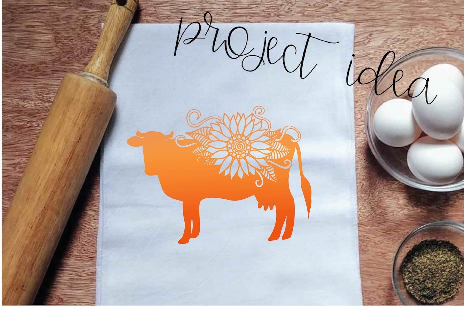 Cow Sunflower Paper Cut Template Design