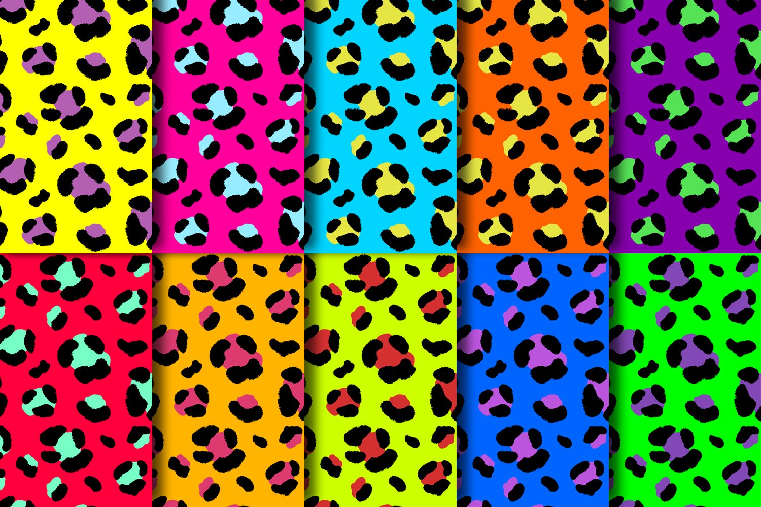 Neon Leopard Print Patterns (1118362) | Patterns | Design Bundles