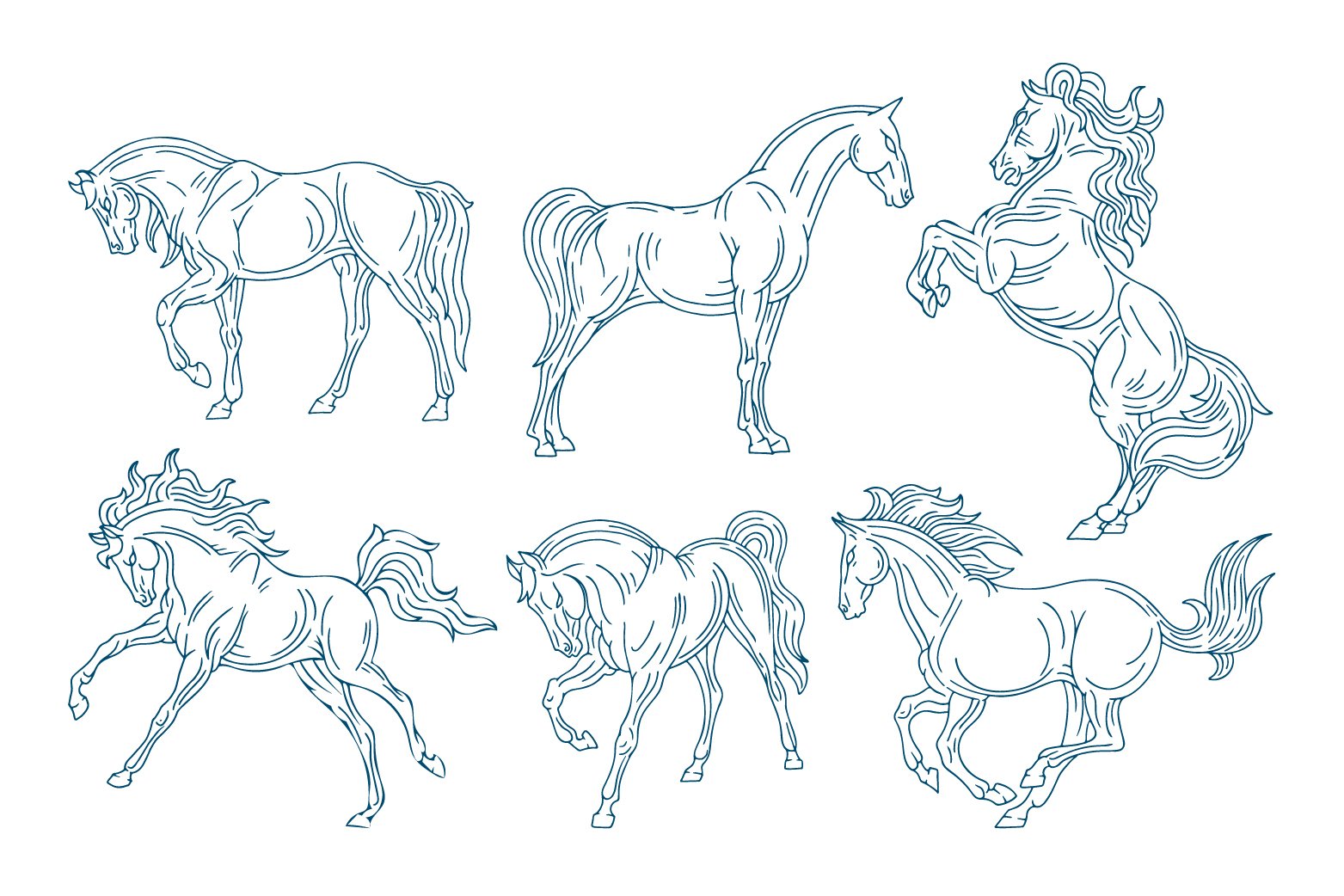 Hand drawn horse illustrations set. (674102) | Illustrations | Design ...