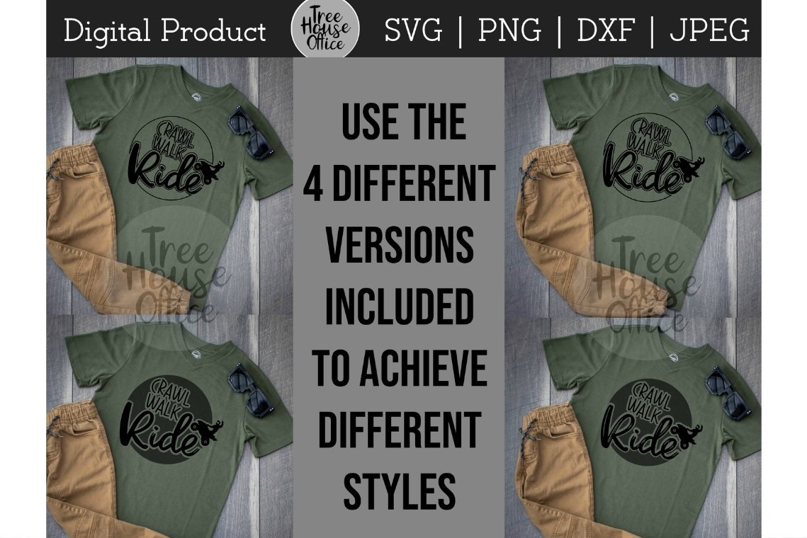Crawl Walk Ride Funny ATV 4 Wheeler Quad Dirt Bike SVG PNG (441292 ...
