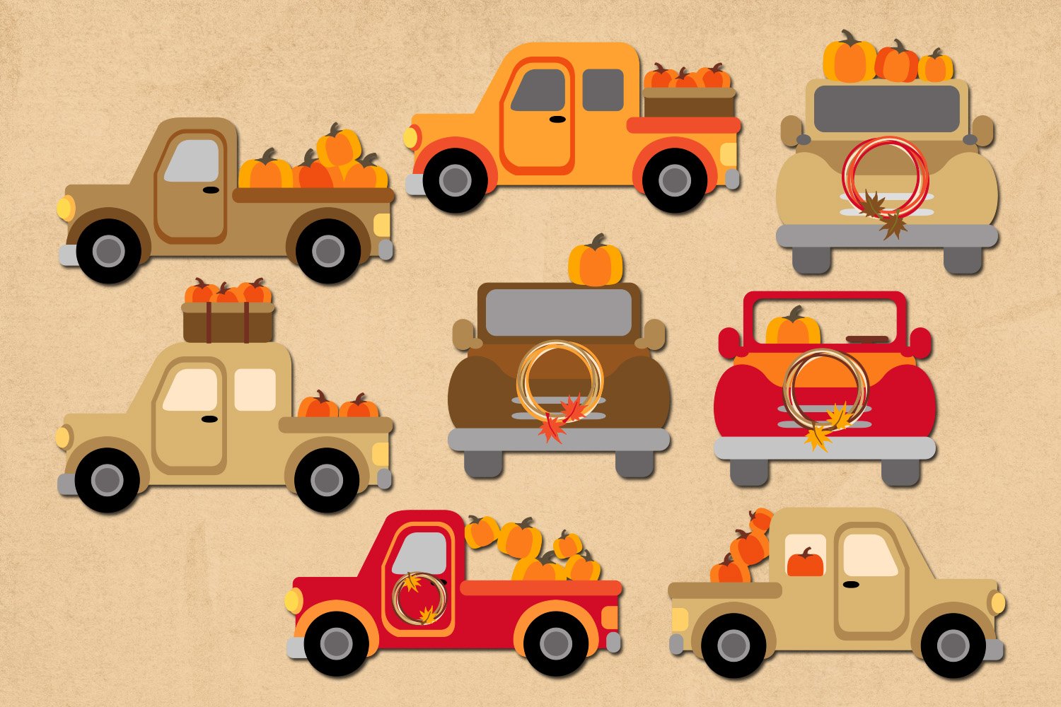 Thanksgiving Truck Illustrations Clip Art