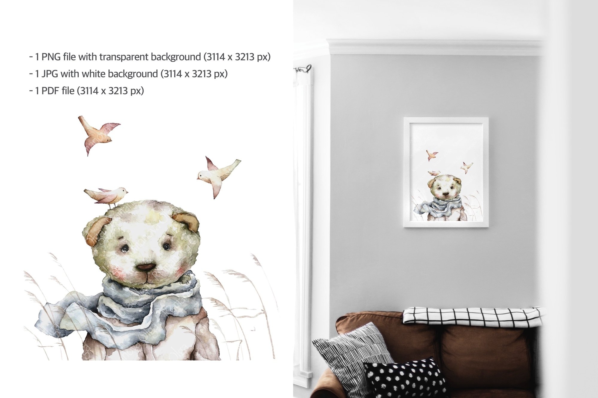 Watercolor bear Baby animals Clipart Nursery (983542) | Illustrations ...