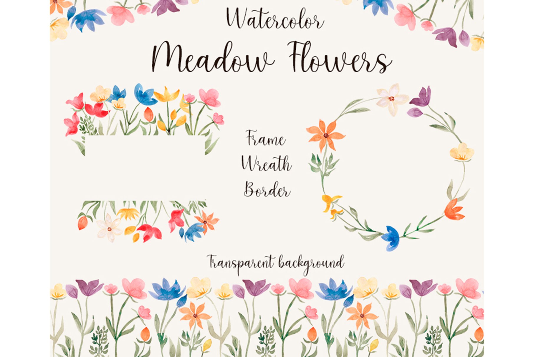 Wildflower Frame, Border and wreath set (1355978) | Illustrations ...