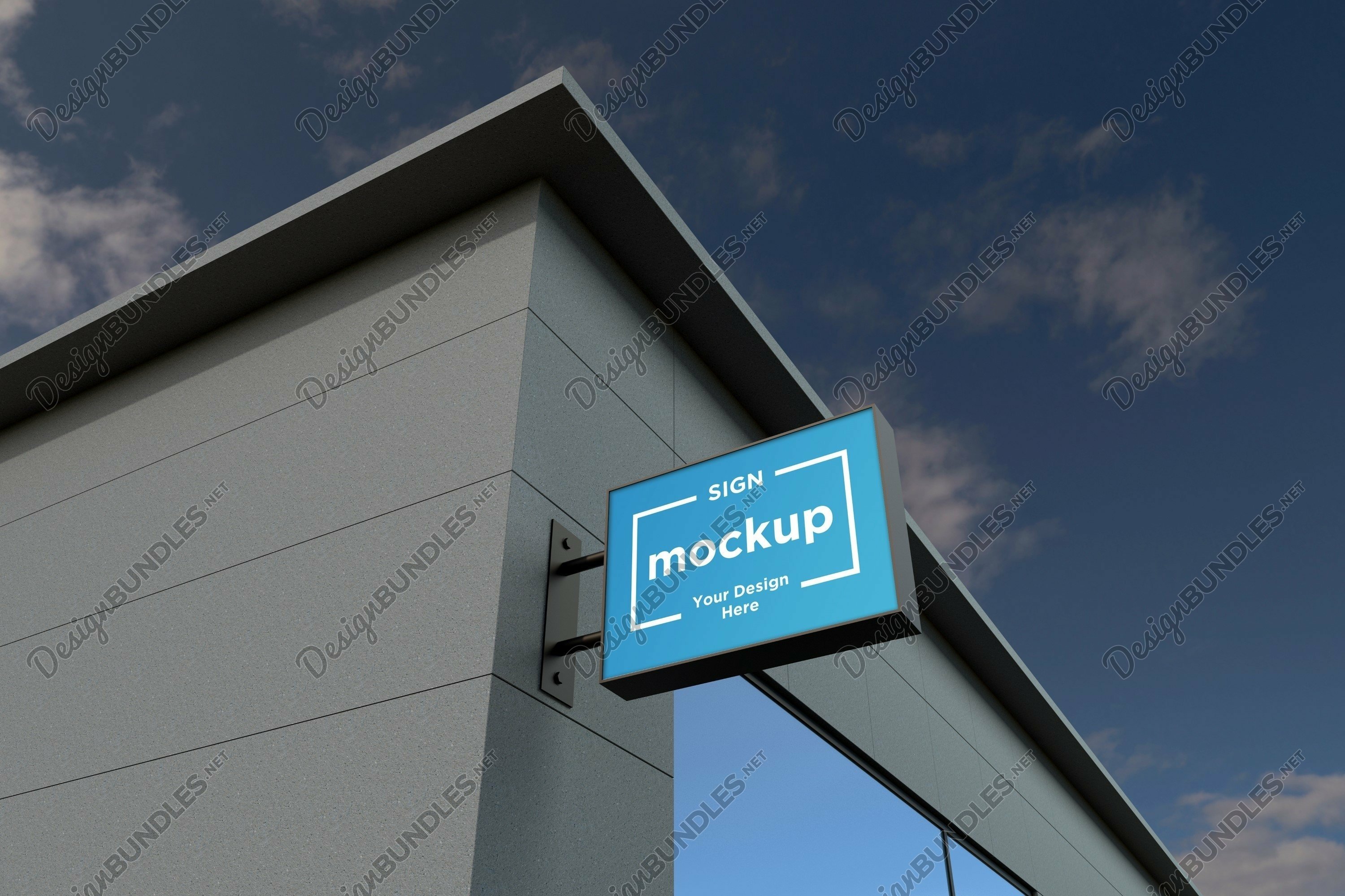 Square Wall Mount Façade Sign Mockup (1452325) | Signage | Design Bundles